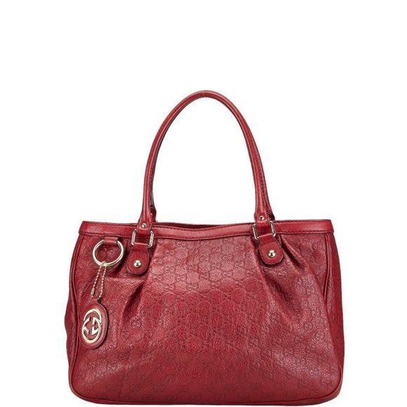 Gucci | Bags | Gucci Red Leather Guccissima Sukey Tote Bag Handbag ...